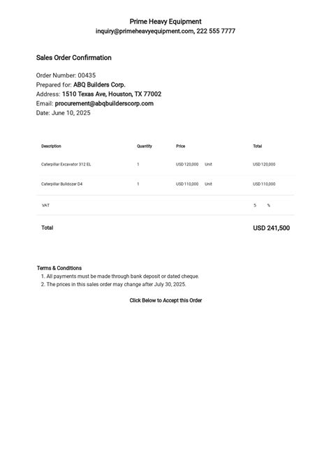 Sales Confirmation Template