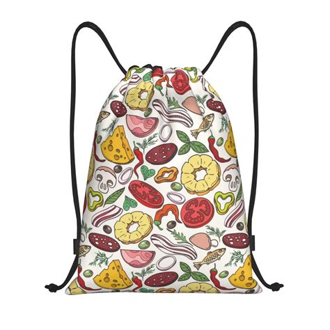 Drawstring Backpack Funny Food Splash Proof Small Drawstring Gym Bag For Women Men Sports