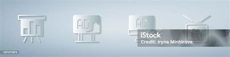 그래프 차트 광고 및 로 보드를 설정합니다 종이 아트 스타일 벡터 간판에 대한 스톡 벡터 아트 및 기타 이미지 간판 아이콘 3차원 형태 Istock