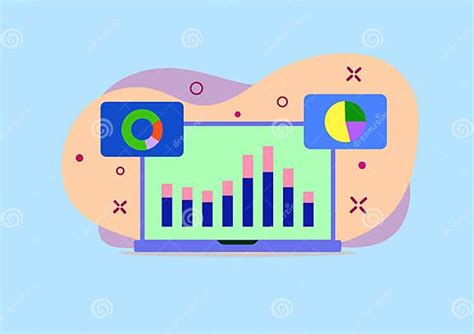 Colorful Laptop Screen Illustration With Charts And Graphs Symbolizing Data Analysis Business