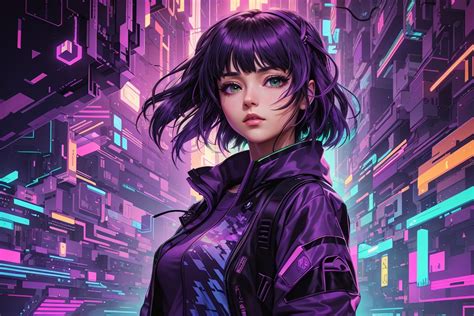 Purple Cyberpunk Girl 2 By Nwawalrus On Deviantart