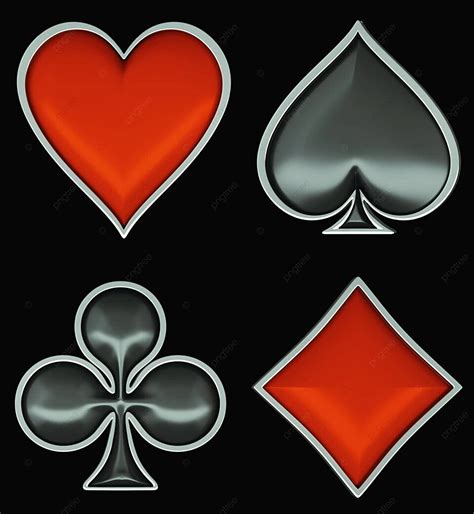 Black Background Isolated Card Suits With Gray Borders Photo And