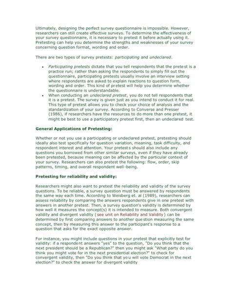 What Is Pre Testing Of A Questionnaire