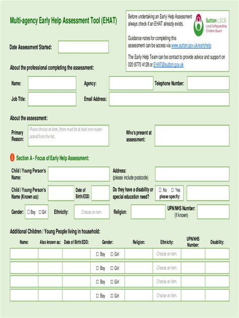 Fillable Online Multi Agency Early Help Assessment Tool Ehat Fax