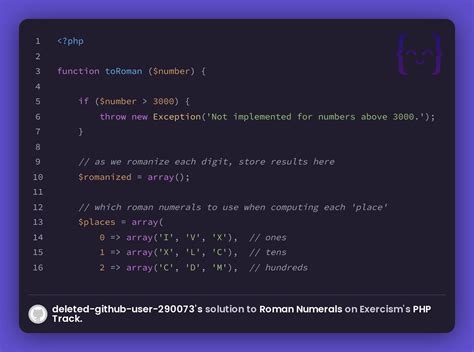 Deleted Github User 290073s Solution For Roman Numerals In Php On Exercism