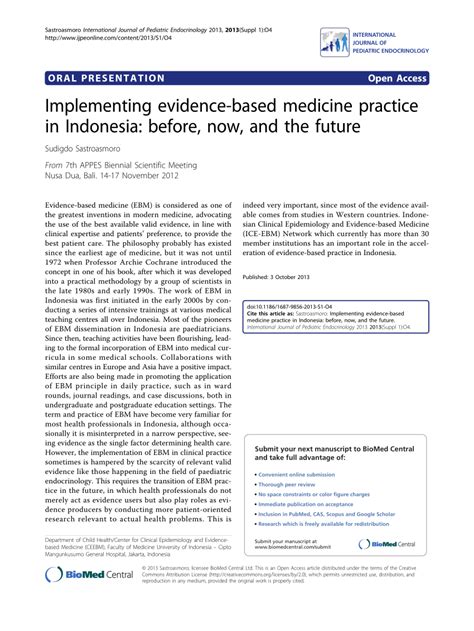 (PDF) Implementing evidence-based medicine practice in Indonesia: before, now, and the future