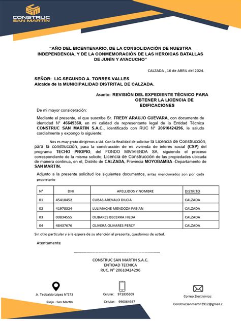 Solicitud Para Licencia De Construccion Pdf