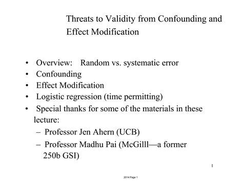 4 Threats To Validity From Confounding Bias And Effect Modification Pdf