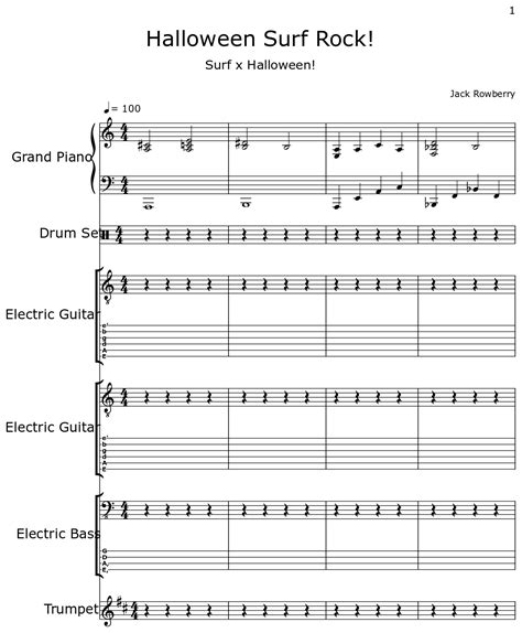 Halloween Surf Rock Sheet Music For Piano Drum Set Electric Guitar
