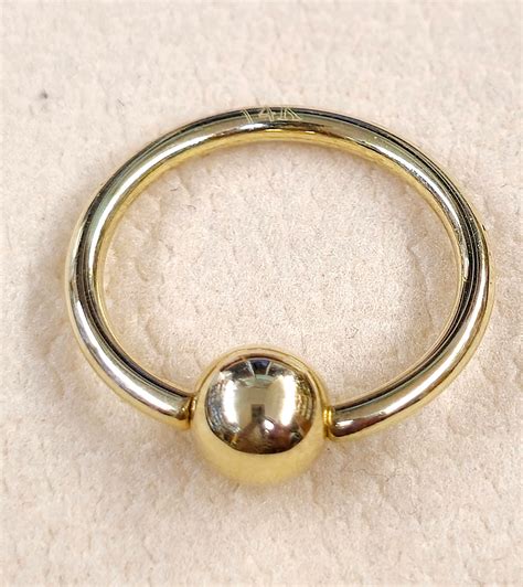14k Gold Captive Bead Hoops Ball Closure Ring Bcr Lip Jewellery Car
