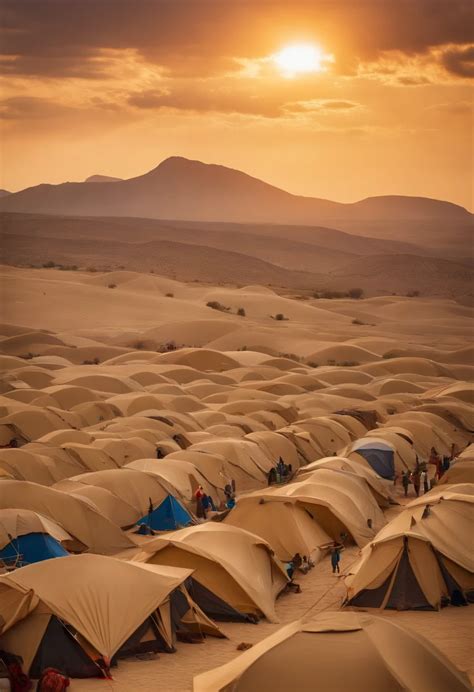 Araffe Camp In The Desert With Tents And People Walking Around Seaart Ai