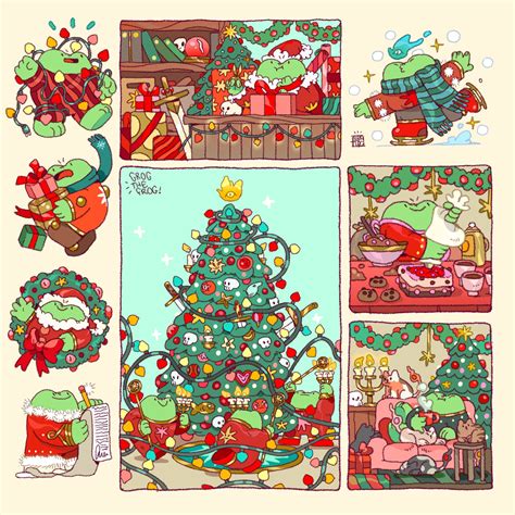 Albabg Highres 1boy Bookshelf Bow Cat Christmas Christmas Tree