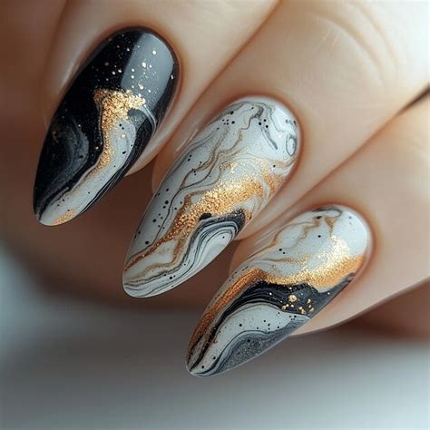 Marble Effect Nail Art Design The Image Is Rendered In 4k Uhd High Resolution Quality Sharp
