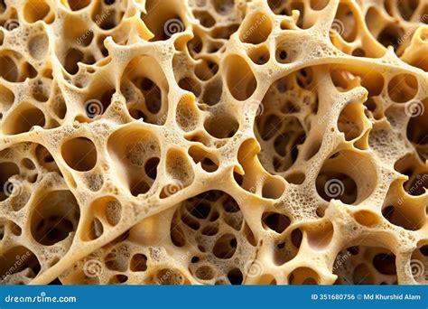 Detailed Microscopic View Of Bone Structure Featuring Porous And Cellular Framework Stock