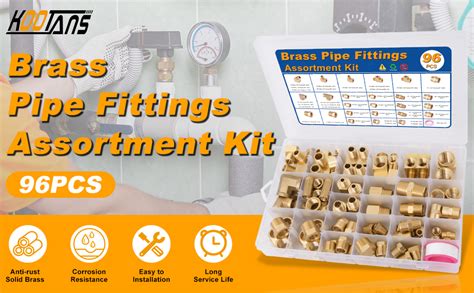 Kootans 96pcs Brass Pipe Fittings Assortment Kit Npt Adapter Reducer Bushing Hex