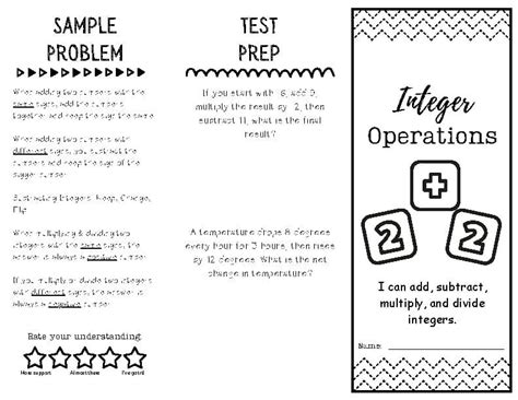Integer Operations Math Brochure By Math With Ms Gordon Tpt