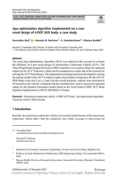jaya optimization algorithm implemented on a new novel design of 6 dof