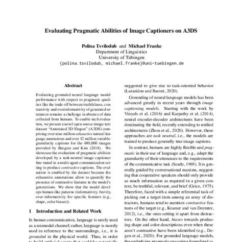 Evaluating Pragmatic Abilities Of Image Captioners On A3ds Acl Anthology