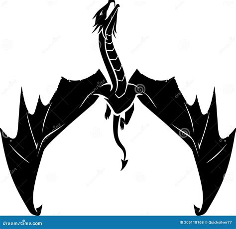 Black Dragon Front View Isolated Symbol Stock Vector Illustration Of
