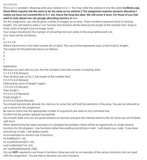 Solved Description This Is A C Problem Meaning Write Your