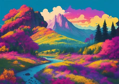 A Detailed Fantcy Plain Feild Generative Ai Illustration Stock