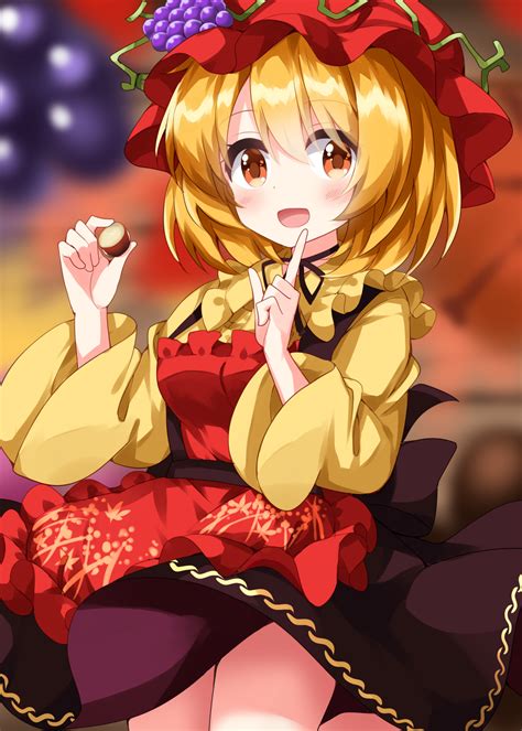 Ruu Tksymkw Aki Minoriko Touhou Highres 1girl Apron Black Skirt Blonde Hair Blush