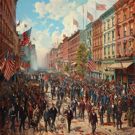 A Historical Scene Depicting The First Labour Day Parade In New York