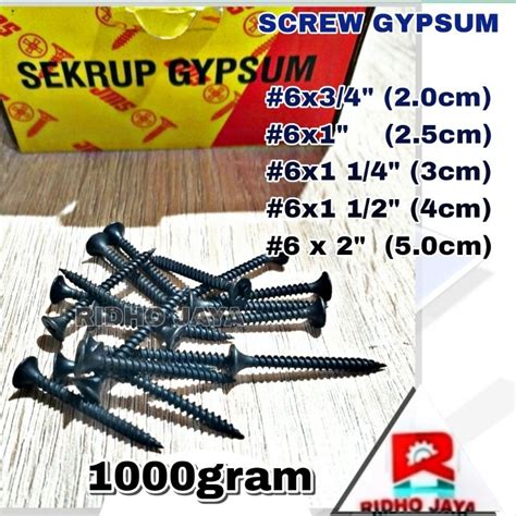 Jual [1kotak 1000gr] Sekrup Gypsum Baja Baut Skrup Kayu Drywall Screw
