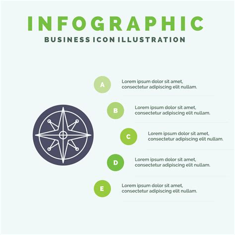 Compass Location Navigation Navigator Position Solid Icon Infographics 5 Steps Presentation