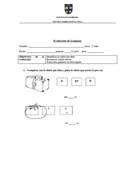Evaluacion De Lenguaje M L P Pdf