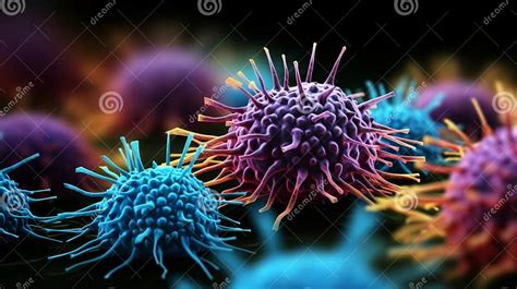 Colorful 3d Model Of Abstract Pathogen For Medical Research And