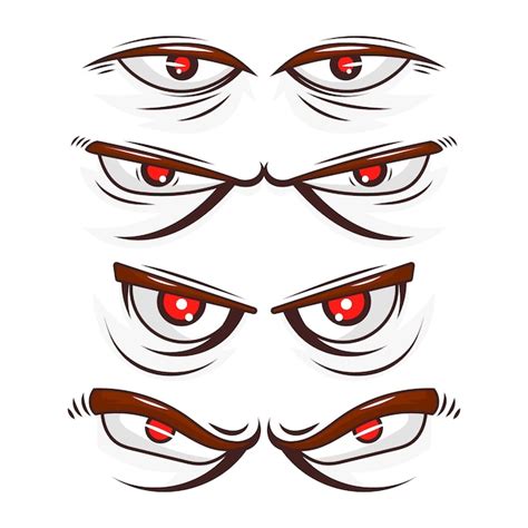 손으로 그린 화난 눈 만화 그림 프리미엄 벡터