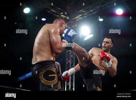 Zagreb Croatia 04th Apr 2025 Matej Mikulic Kicks Liam Sabic During