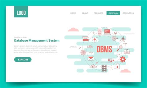 Dbms Database Management System Concept With Circle Icon For Website Template Or Landing Page