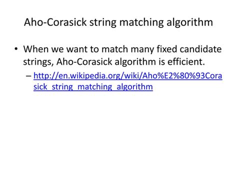 aho corasick string matching algorithm pptx programming languages