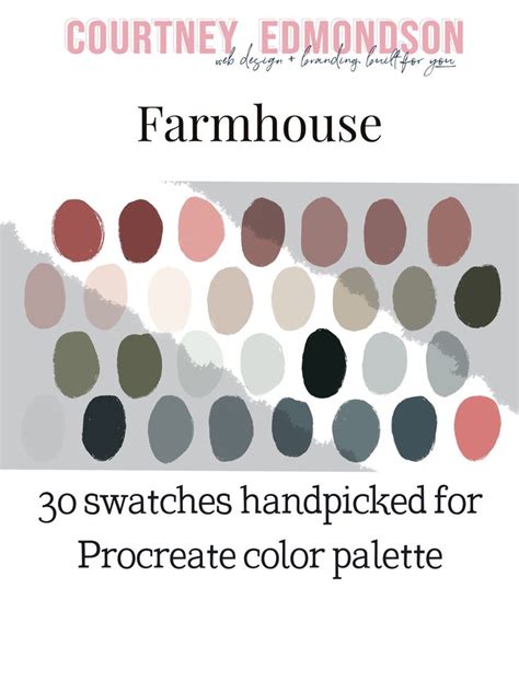 Farmhouse Rustic Digital Color Palette Procreate Palette Procreate Procreate Color Palette