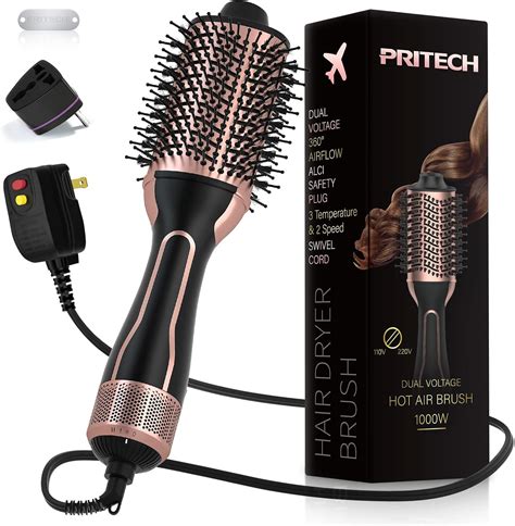 Amazon.com : Dual Voltage Hair Dryer Brush, PRITECH Hot Air Brush ...