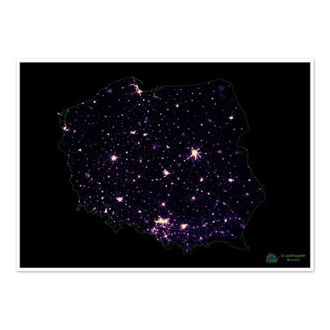 Poland Population Density Heatmap Fine Art Print Grasshopper