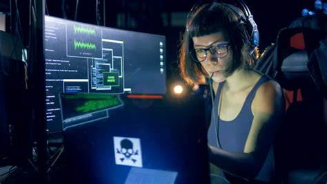 Hacker Woman Working With A Laptop Close Up Stock Footage VideoHive