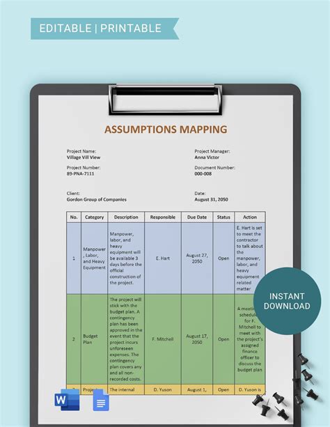 Free Assumption Templates To Edit Online