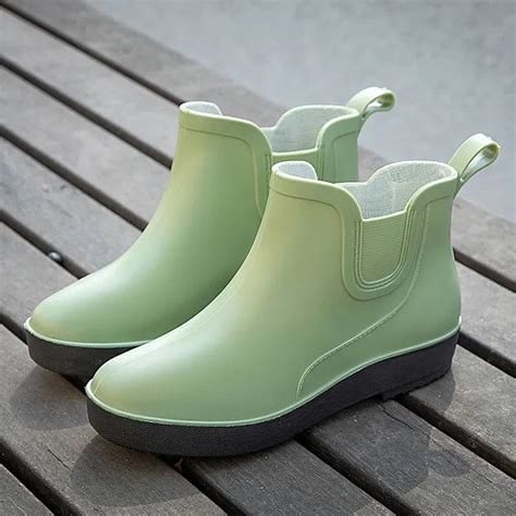 Waterproof Ankle Rain Boots With Black Soles On Luulla