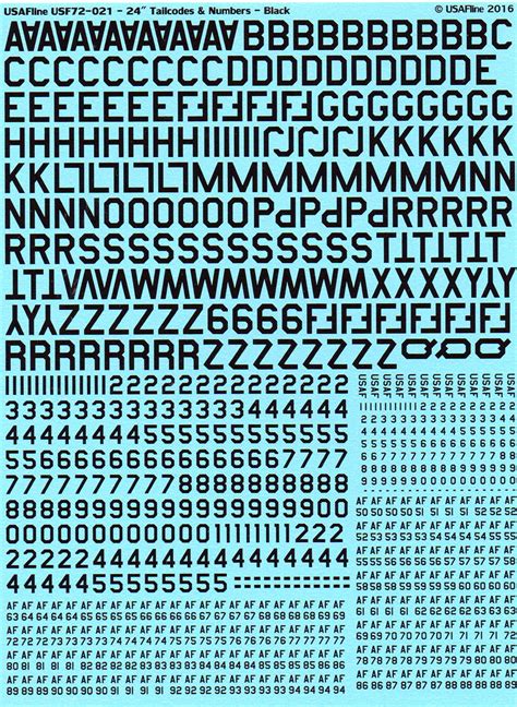 Usaf 24 Tail Code Markings Whiteblack Usafline Decals And Masks