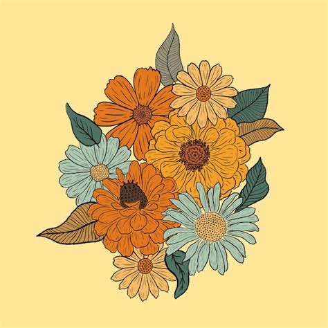 Vintage Flower Drawing Color Soft Color Vintage Floral Backsplash