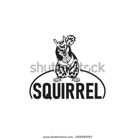 Cute Squirrel Logo Emblem Drawing Stock Vector Royalty Free