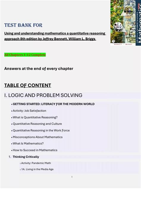 Using And Understanding Mathematics A Quantitative Reasoning Approach 8th Edition Jeffrey