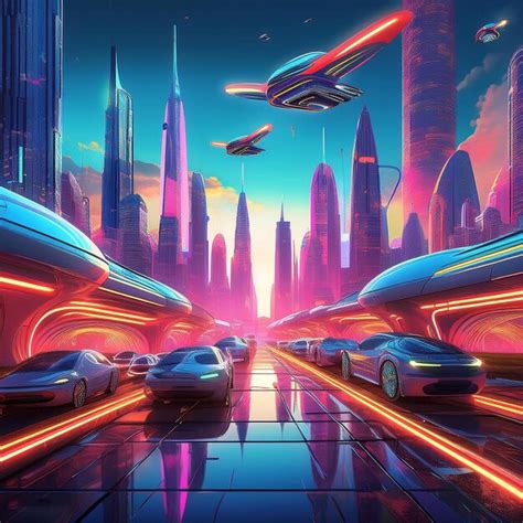 Futuristic Cityscapes Create A Vibrant Futuristic City With Towering
