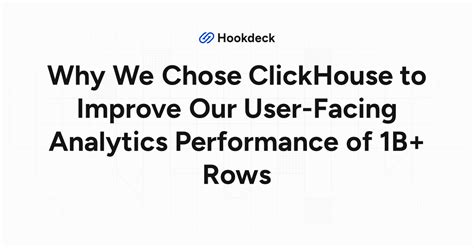 Why We Chose Clickhouse To Improve Our User Facing Analytics Performance Of 1b Rows