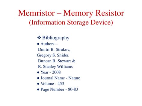 Pdf Memristor Memory Resistor Information Storage Device