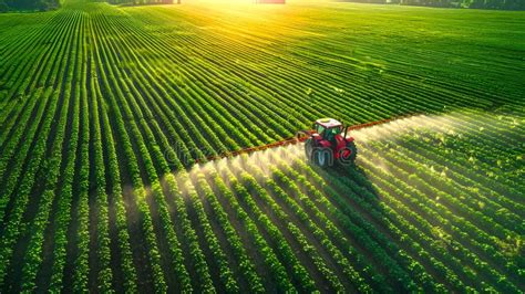 Sustainable Farming At Sunrise Tractor Tilling Agricultural Field