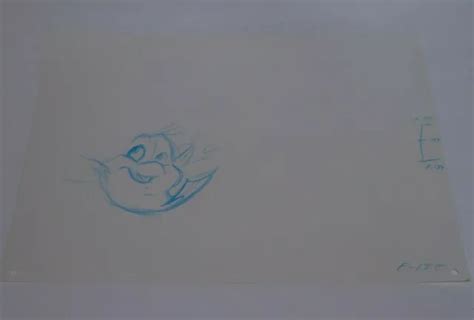 Disney Little Mermaid Flounder Production Cel Animation Drawing £9871